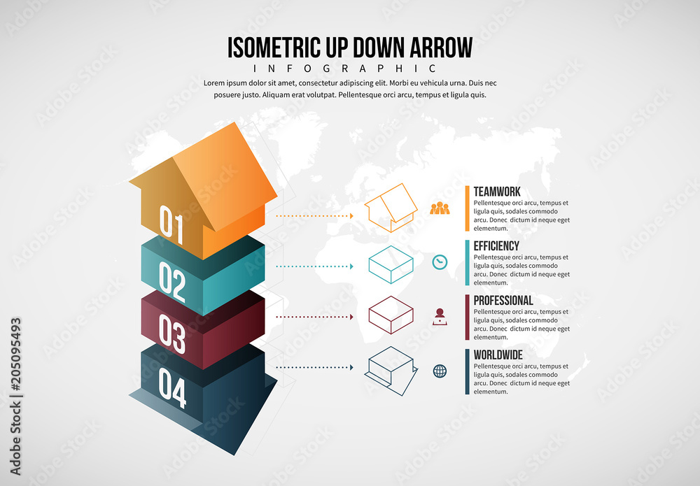 Four Step Up and Down Arrow Infographic Layout Stock Template | Adobe Stock
