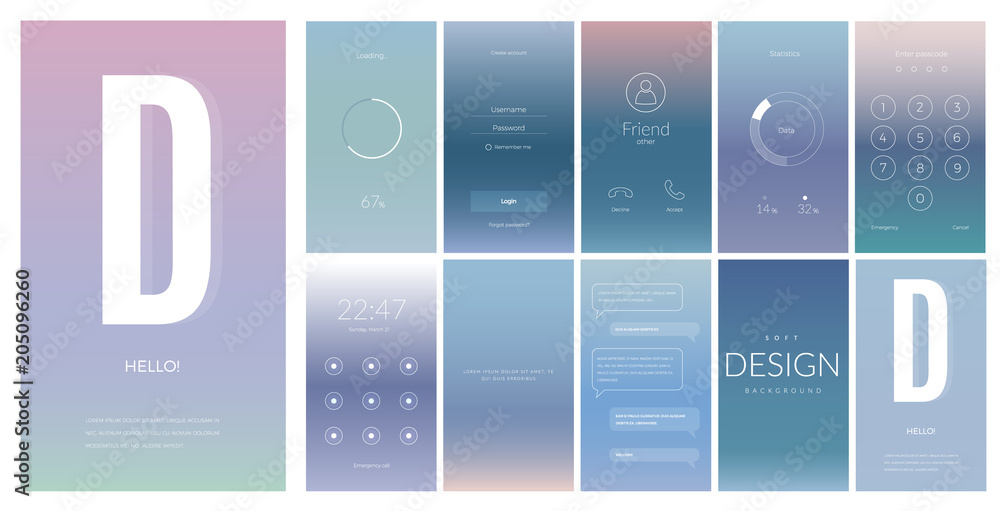 Modern UI screen design for mobile app with web icons. Stock Vector ...