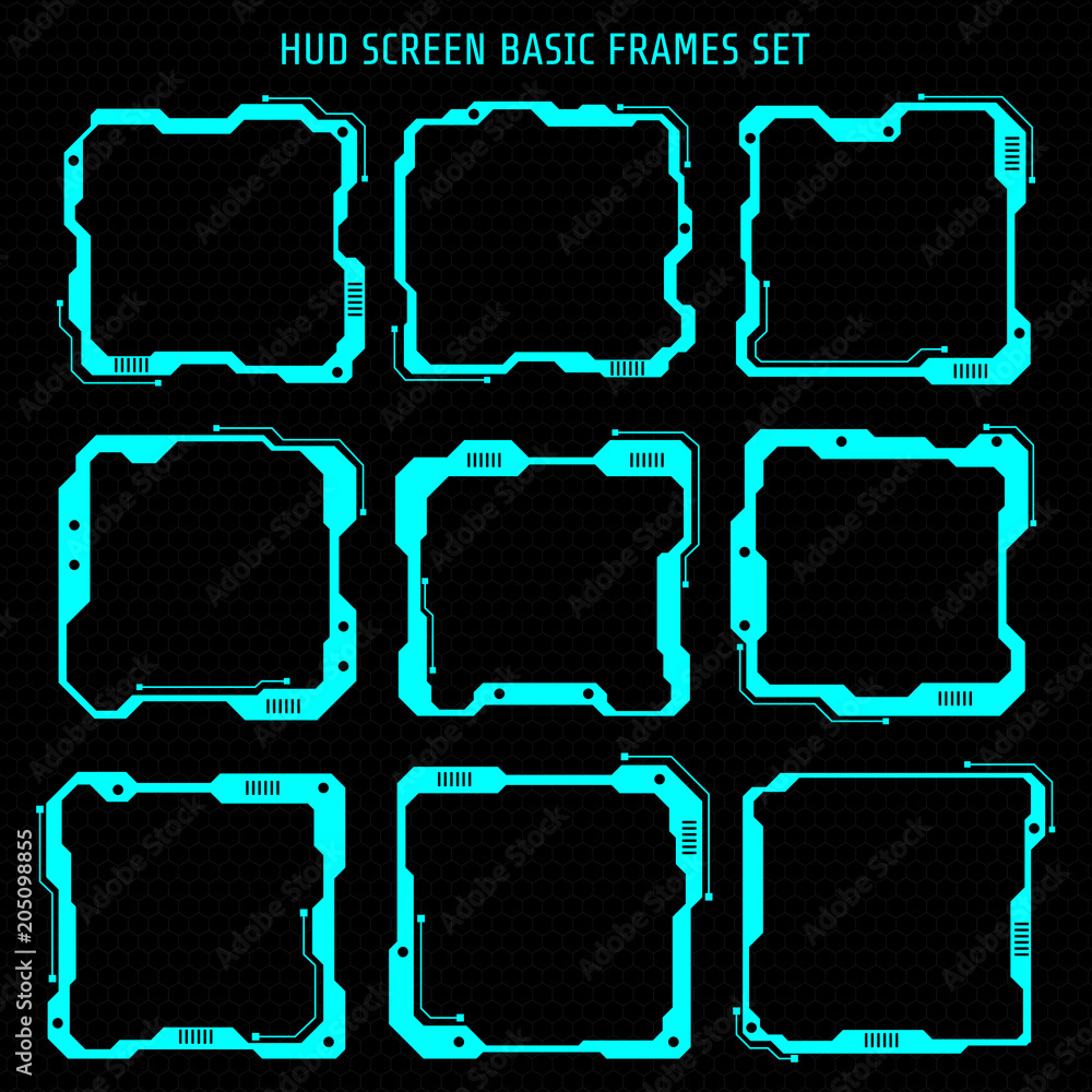 HUD Futuristic User Screen Basic Elements Set. Abstract Virtual Control ...