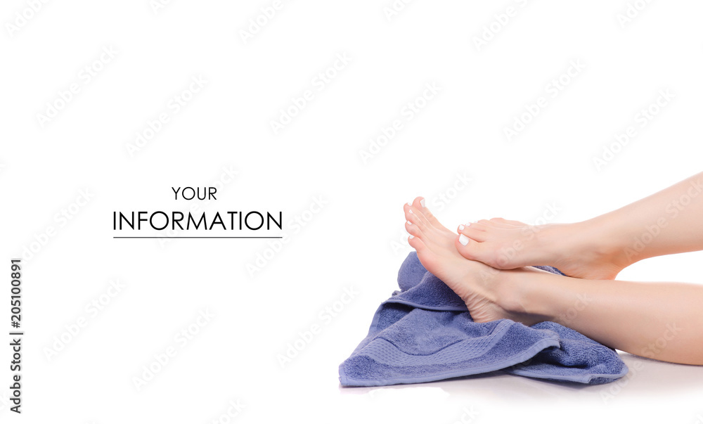 Female feet heel blue bath towel beauty spa pattern Stock Photo | Adobe ...