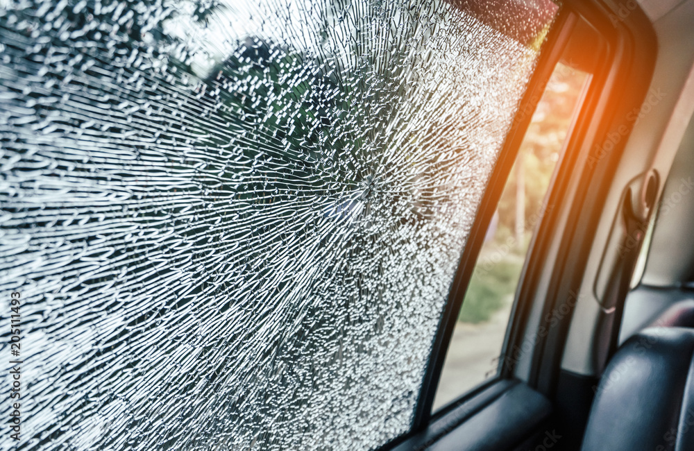 Broken glass window car damaged has accident Stock Photo | Adobe Stock