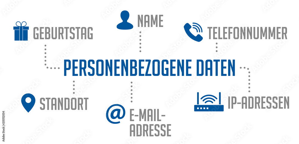 Infografik personenbezogene Daten Blau Stock-Vektorgrafik | Adobe Stock