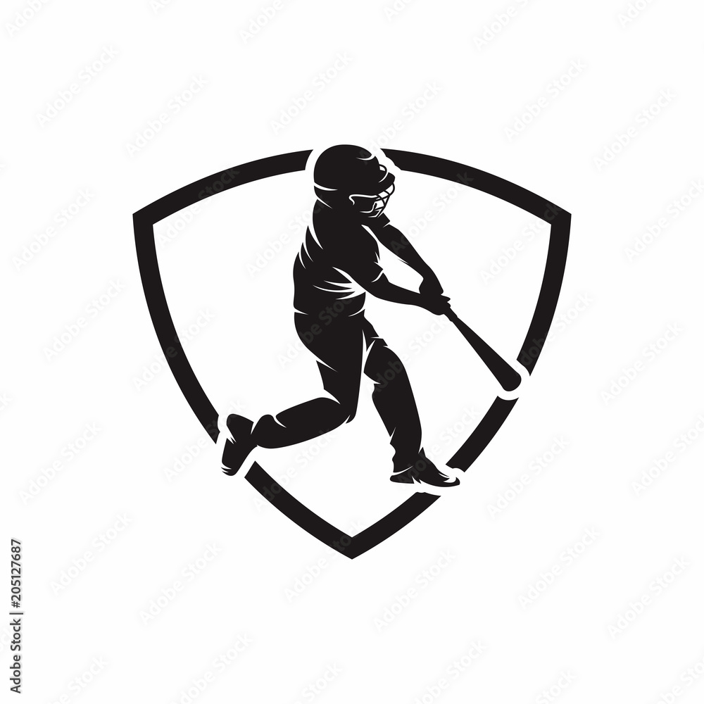Shield Baseball Logo Vector Silhouette Element Symbol Stock Vector ...