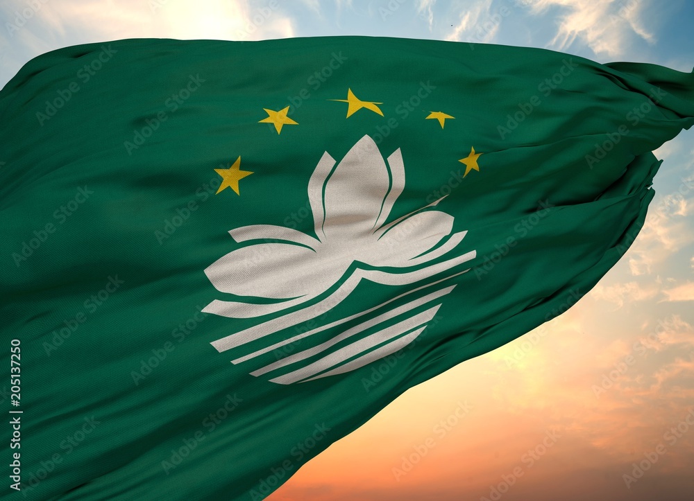 Macau Flag, Waving flag Stock Illustration | Adobe Stock