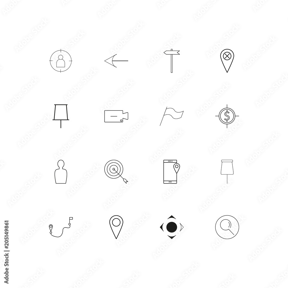 Maps And Navigation linear thin icons set. Outlined simple vector icons ...
