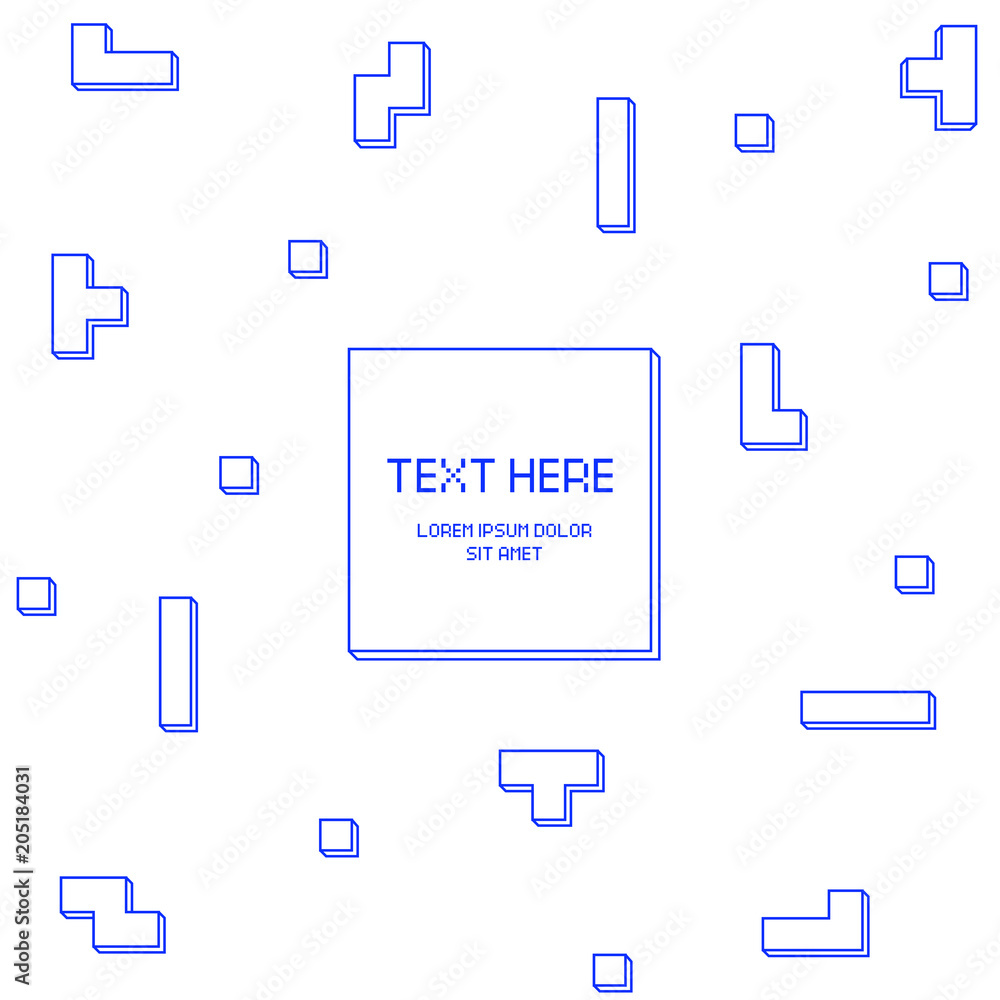 Vector cyber Tetris figure abstract background design. Stock Vector ...
