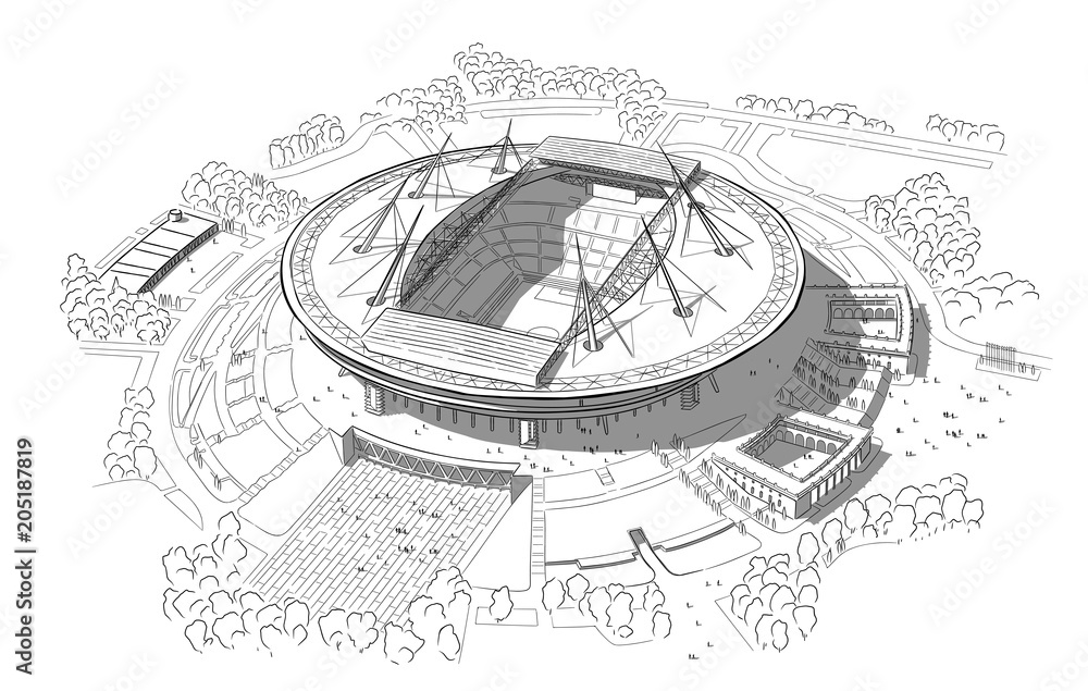 Sketch of the new stadium on Krestovsky island. Stock Vector | Adobe Stock