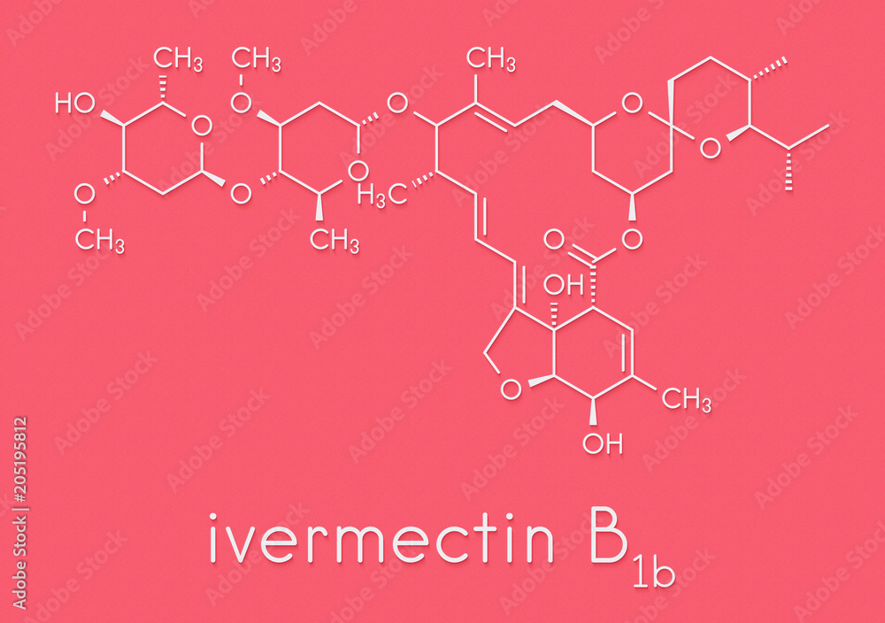 Ivermectin antiparasitic drug molecule. Used in treatment of river ...