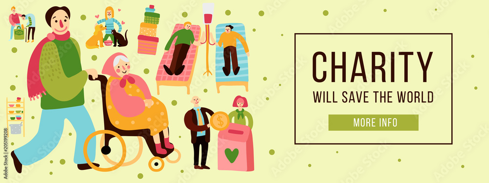 Charity Types Horizontal Illustration Stock Vector | Adobe Stock