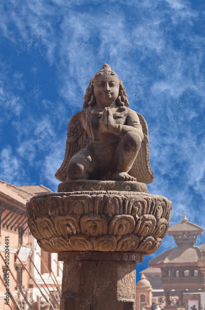 Ancient statue of Hindu God Garuda at Durbar Square in Patan, Kathmandu ...