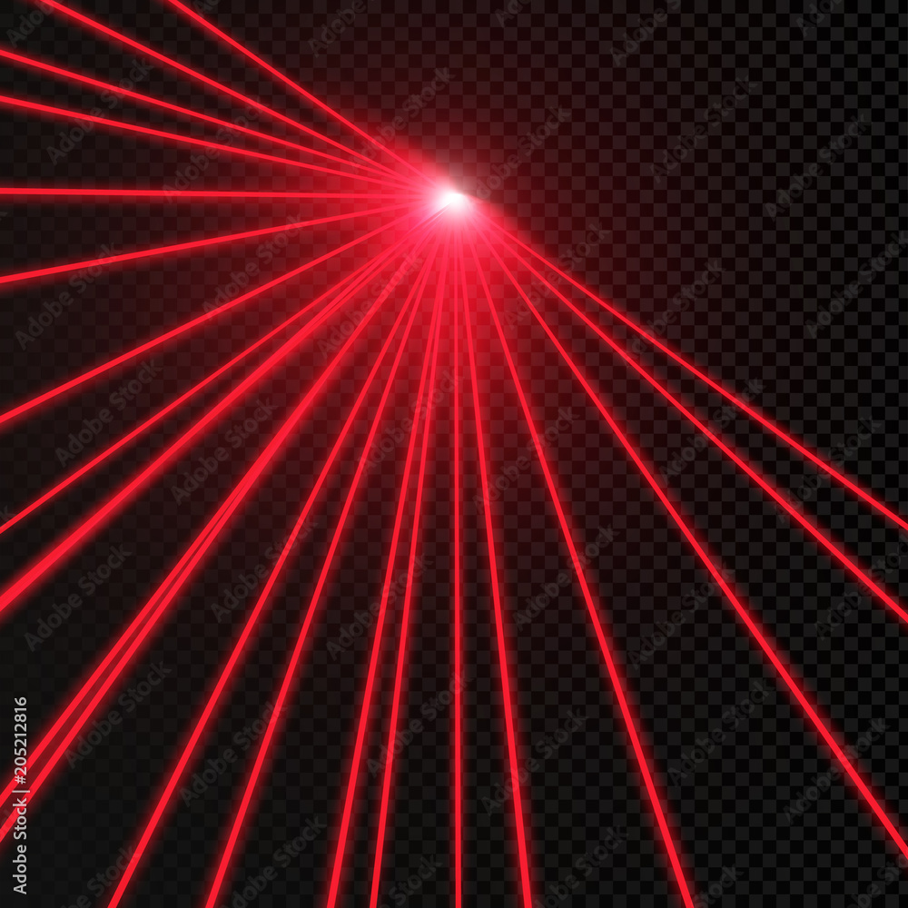Abstract red laser beam. Transparent isolated on black background ...