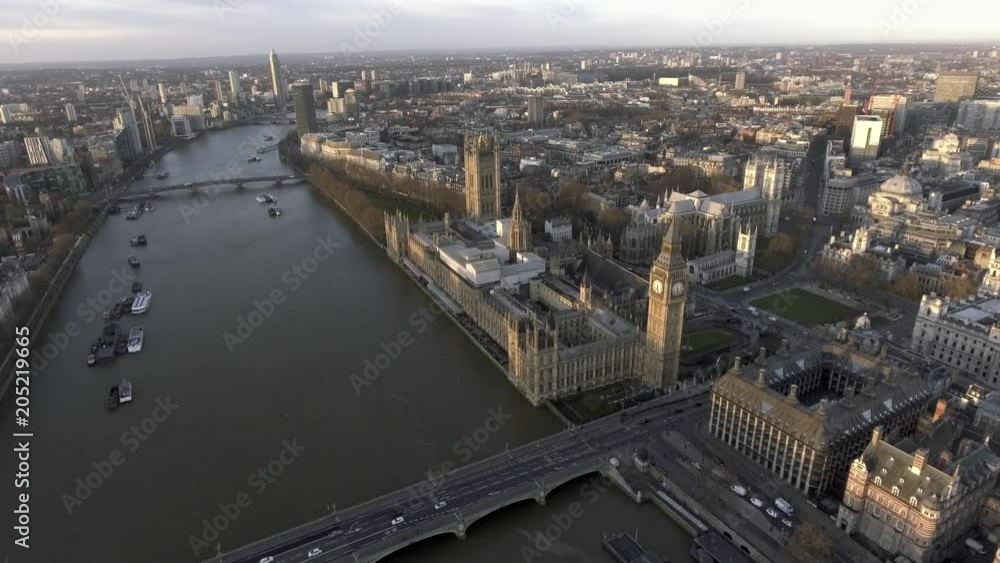 4K London Aerial Cityscape with Famous Tourism Sights Landmarks ...