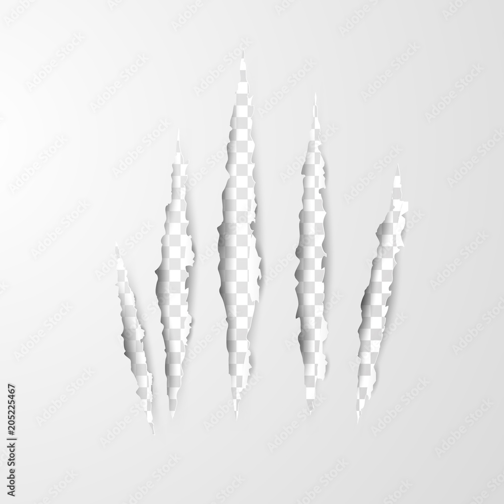 Paper art and craft of Claws scratches isolated on transparent ...