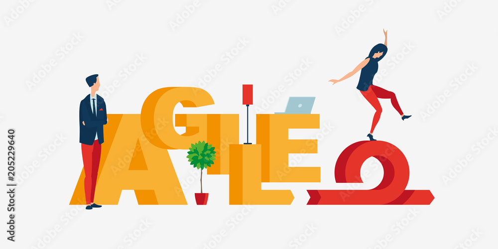 Vector colorful illustration of Agile software development (scrum ...