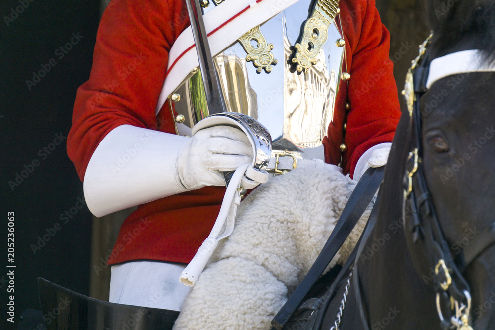 Traditional household cavalry guard in full uniform Stock Photo | Adobe ...