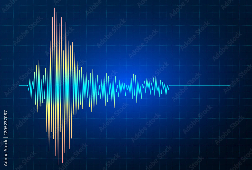 Earthquake vector frequency wave graph, seismic activity Stock Vector ...