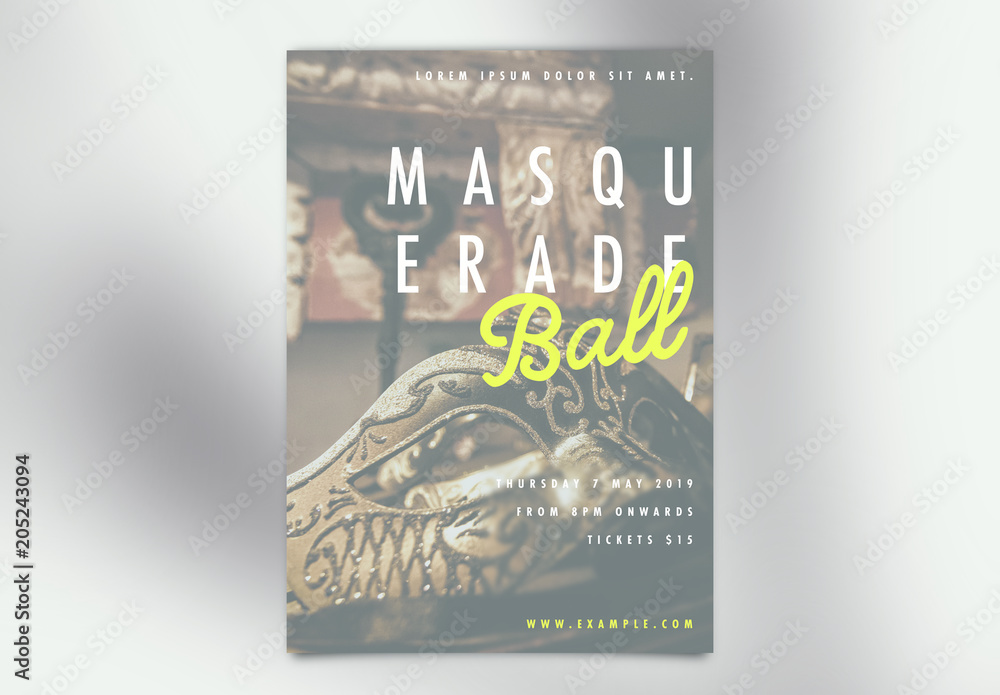 Masquerade Ball Poster Layout Stock Template | Adobe Stock