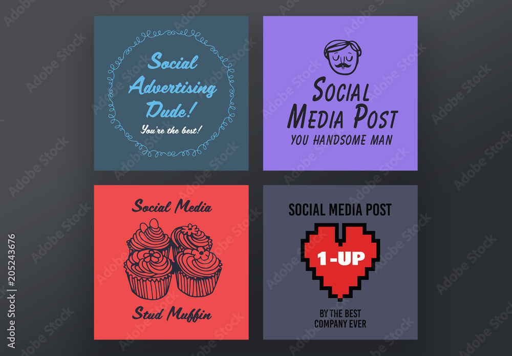 4 Social Media Post Layouts Stock Template | Adobe Stock