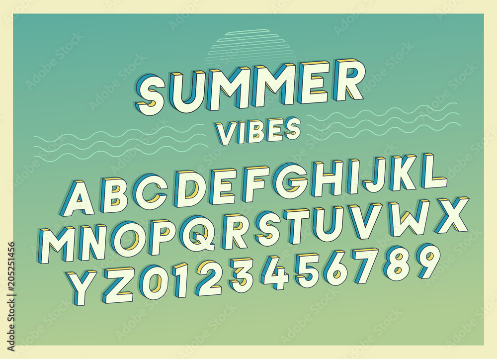 Summer Vibes font effect design with retro colors. Vector art. Includes ...