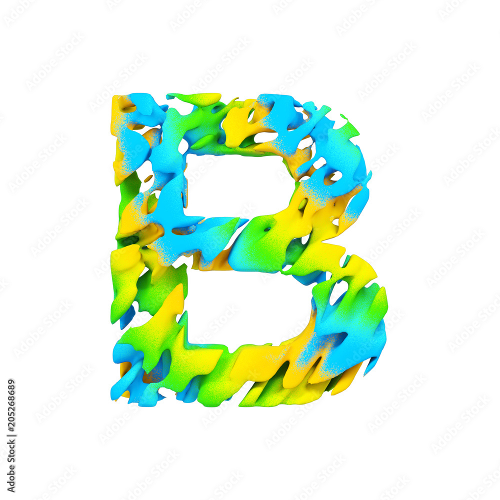 ภาพประกอบสต็อก Alphabet letter B uppercase. Liquid font made of blue ...