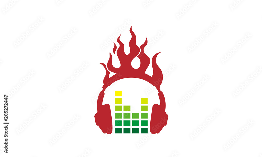 Headphone with Fire Flame and Sound Graph Equalizer for Music Disco ...