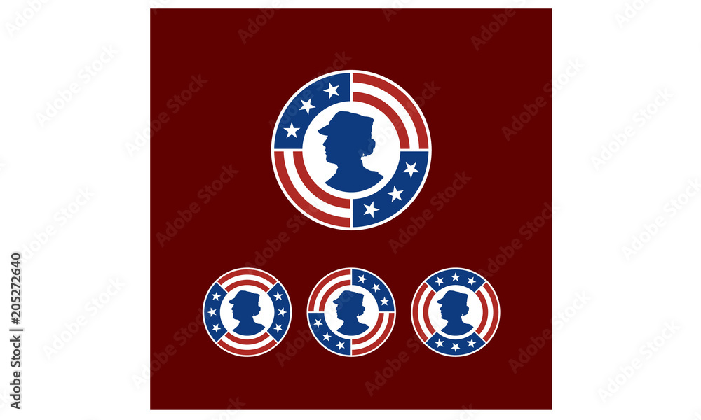 Woman Female Soldier Patriot Veteran Army American Flag Ribbon Logo ...