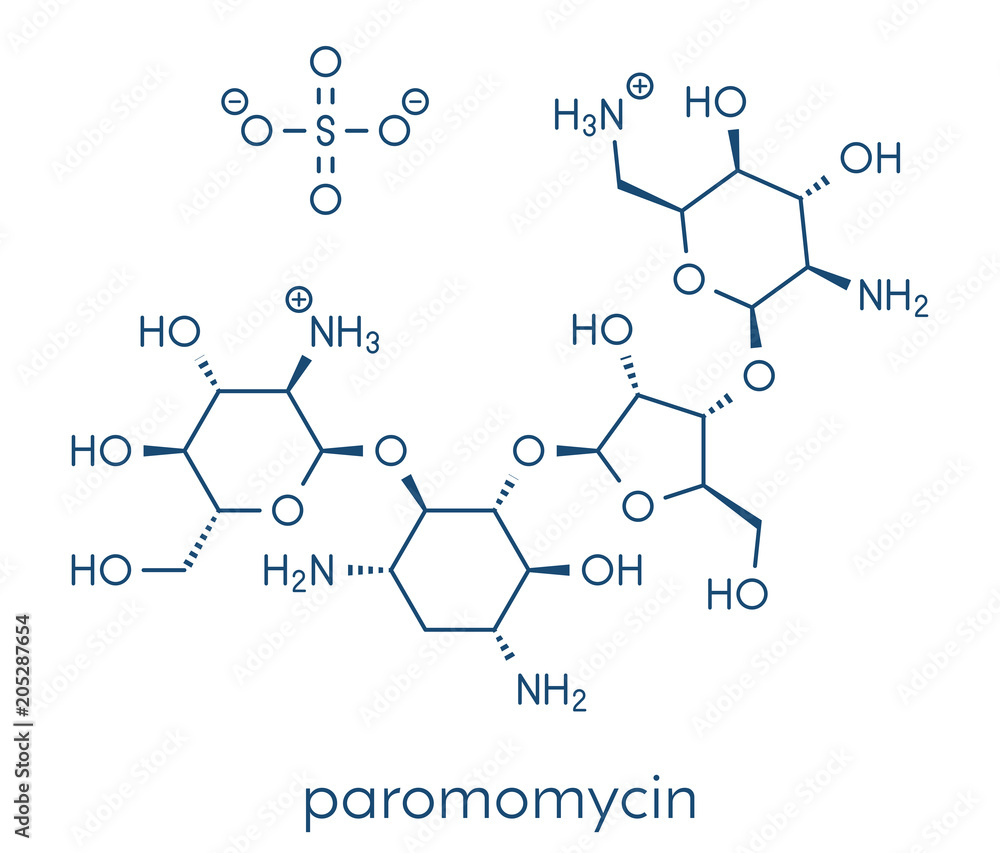 Paromomycin Aminoglycoside Antibiotic Drug Molecule Skeletal Formula