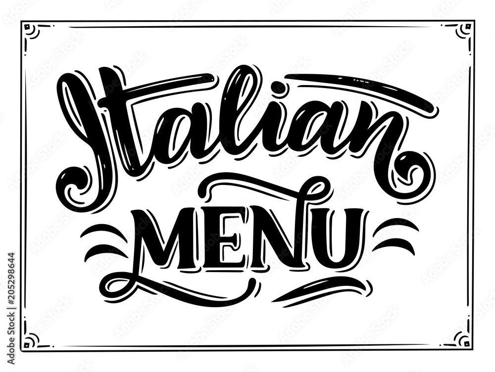 Italian food menu - names of dishes. Lettering phrases for your design ...