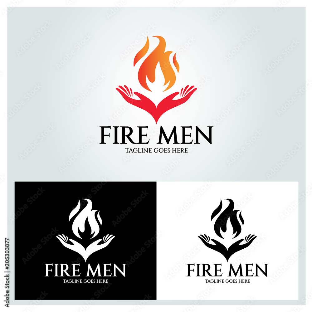 Fire men logo design template. Vector illustration Stock Vector | Adobe ...