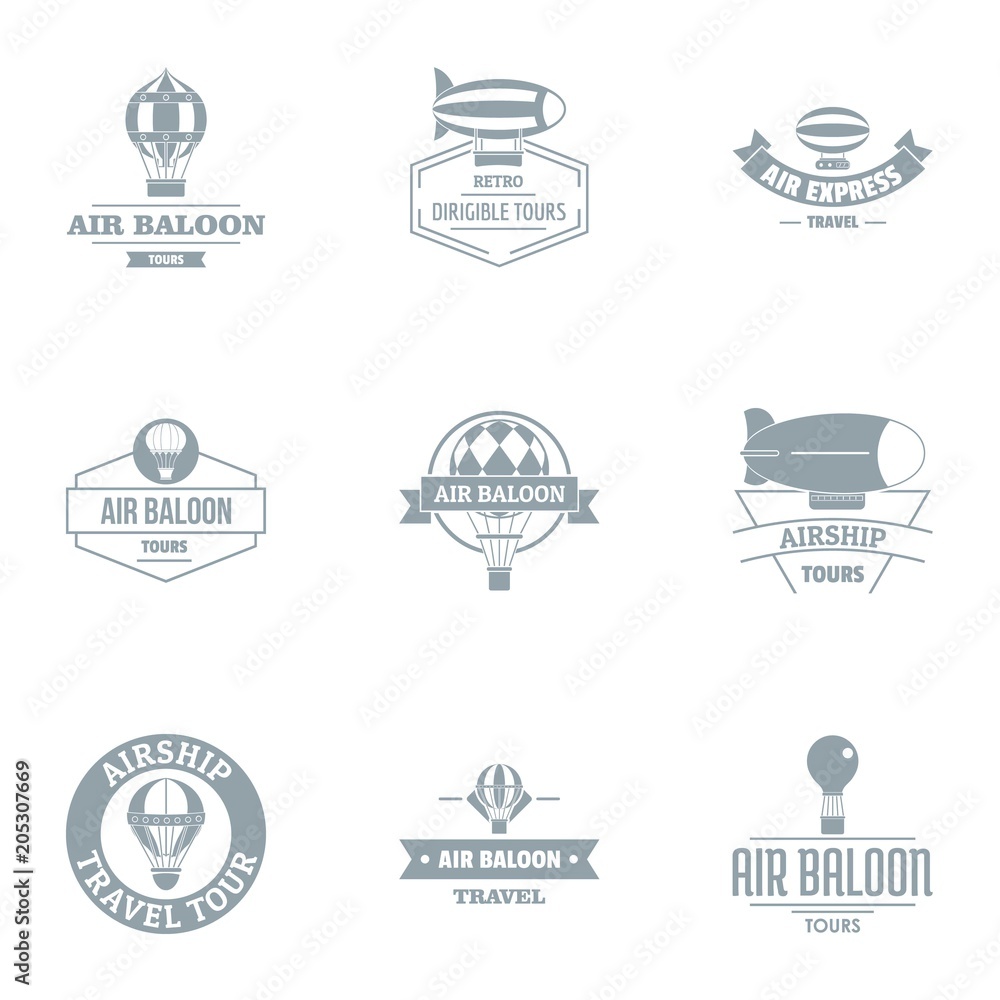 Air tank logo set. Simple set of 9 air tank vector logo for web ...