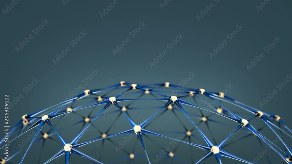 Network structure with glowing nodes. Futuristic science fiction or ...