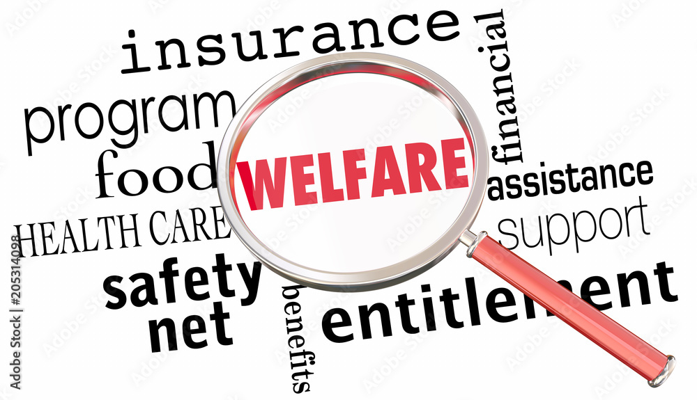 Welfare Magnifying Glass Government Entitlements Words 3d Render ...