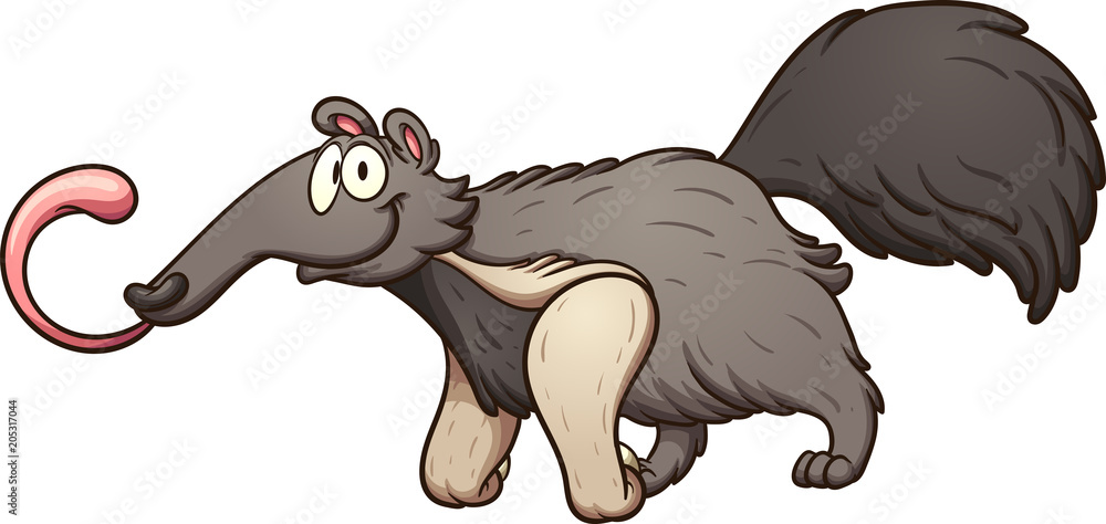 Cartoon anteater with tongue out. Vector clip art illustration with ...