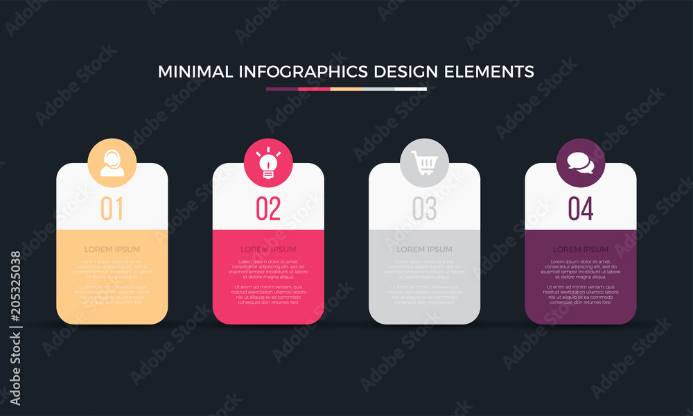 Business data visualization. Time line Process chart with 4 steps ...