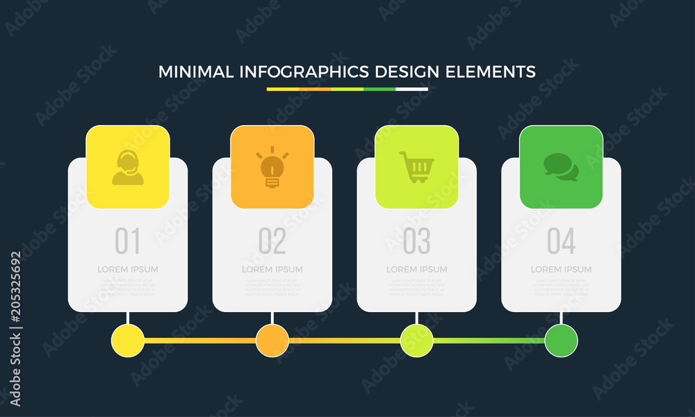 Business data visualization. Time line Process chart with 4 steps ...