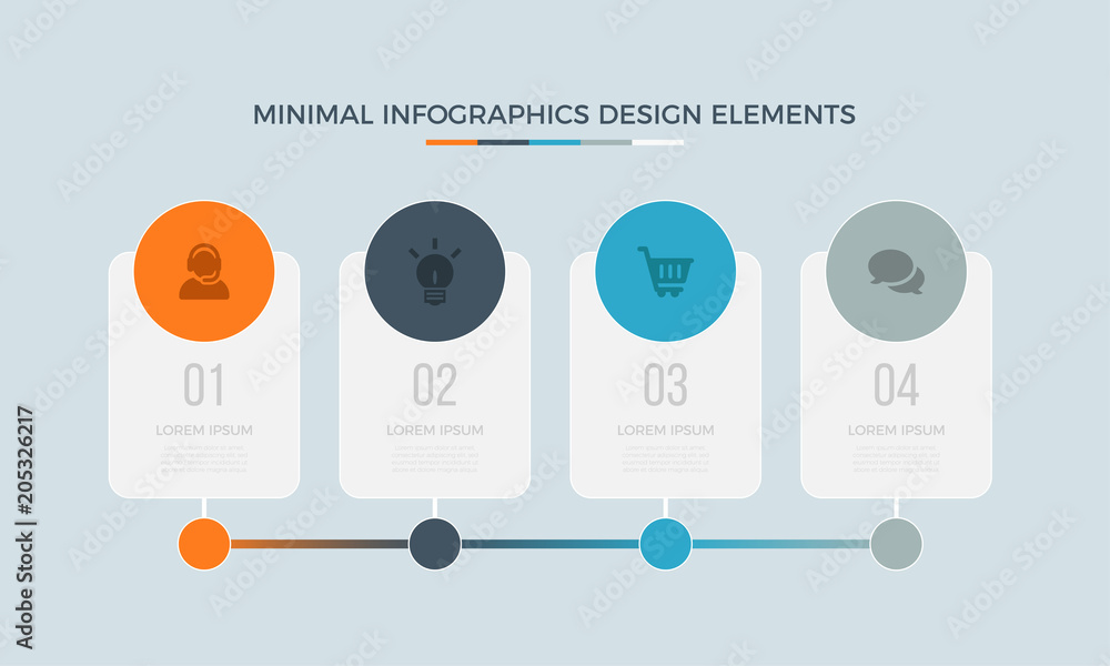 Business data visualization. Time line Process chart with 4 steps ...