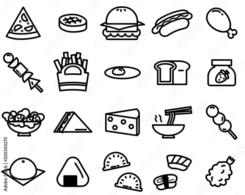 Simple outline of variety food icon on white background Stock Vector ...