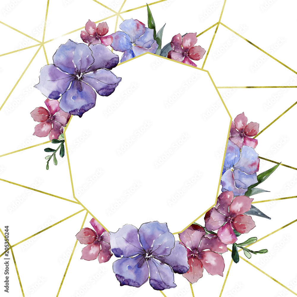 Colorful flax. Floral botanical flower. Frame border ornament square ...