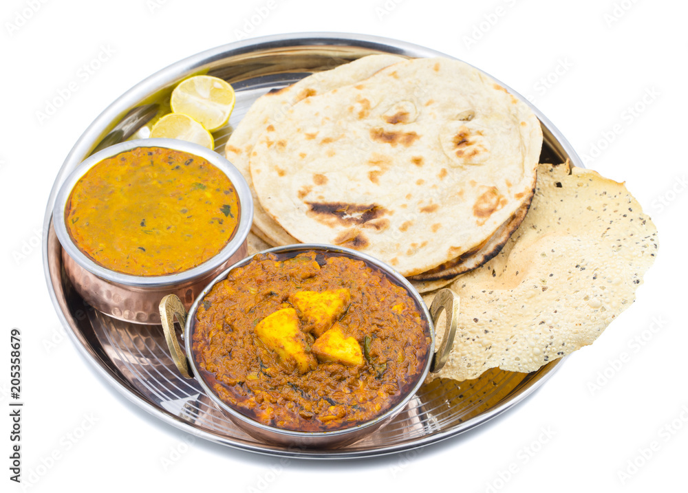 Indian Traditional Thali Food Kadai Paneer Served With Dal Makhani ...