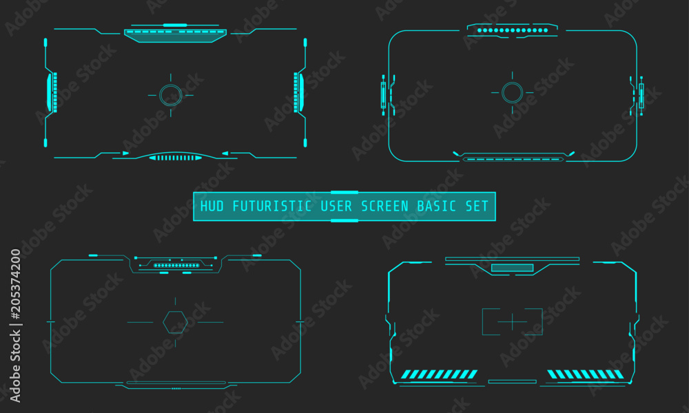 HUD Futuristic User Screen Basic Elements Set. Abstract Virtual Control ...