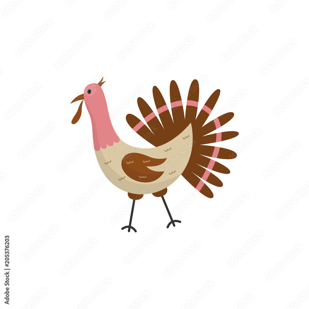 Grafika wektorowa Stock: Flat funny turkey domestic bird icon ... Grafika wektorowa Stock: Flat funny turkey domestic bird icon ...