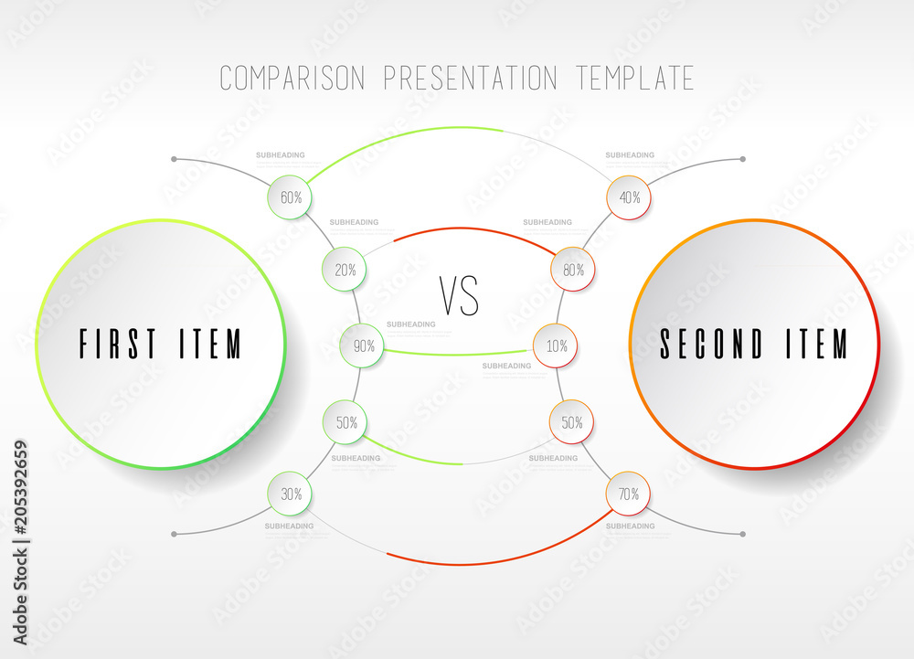 Two items comparison vector template with circles. Stock Vector | Adobe ...