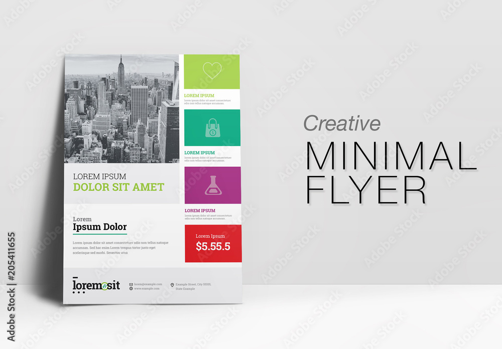 Flyer Layout with Bright Sidebar Stock Template | Adobe Stock