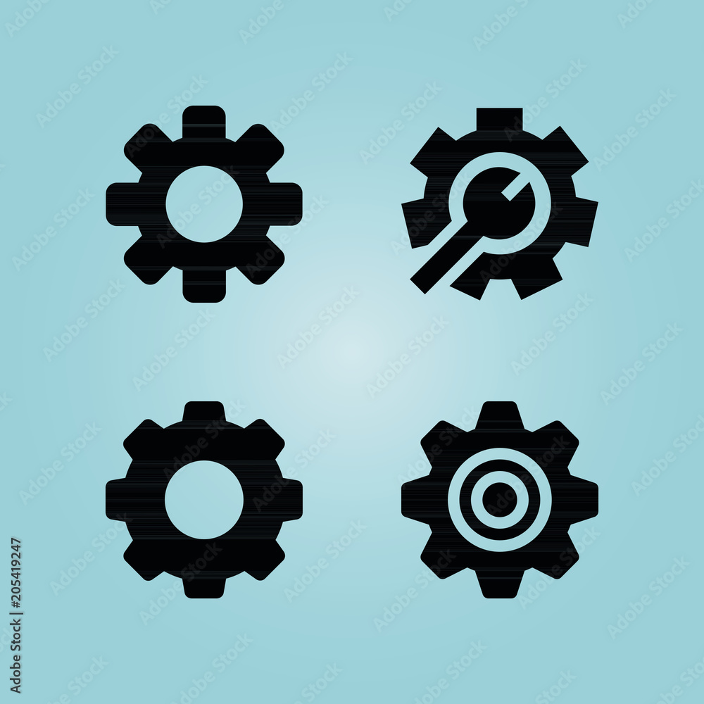 Filled gear 4 vector icons set. gear icon page symbol for your web site ...