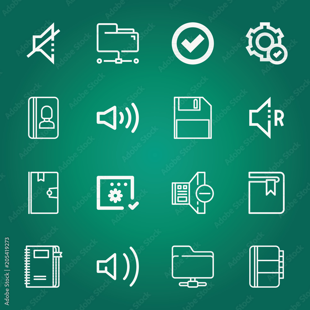 Outline interface 16 vector icons set. interface icon page symbol for ...