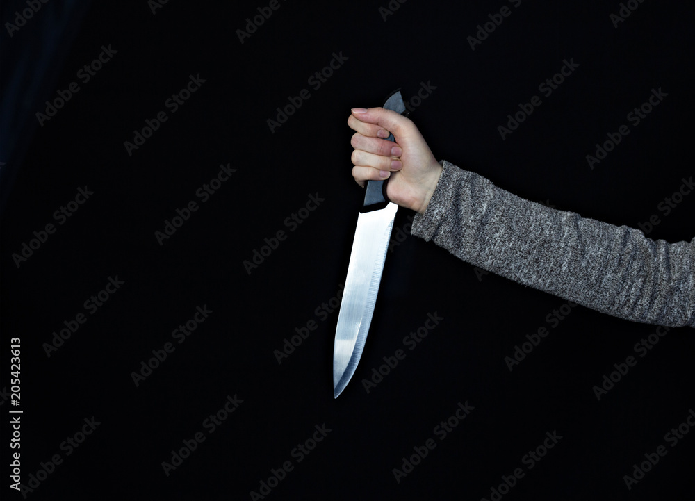 Girl With Knife In Hand