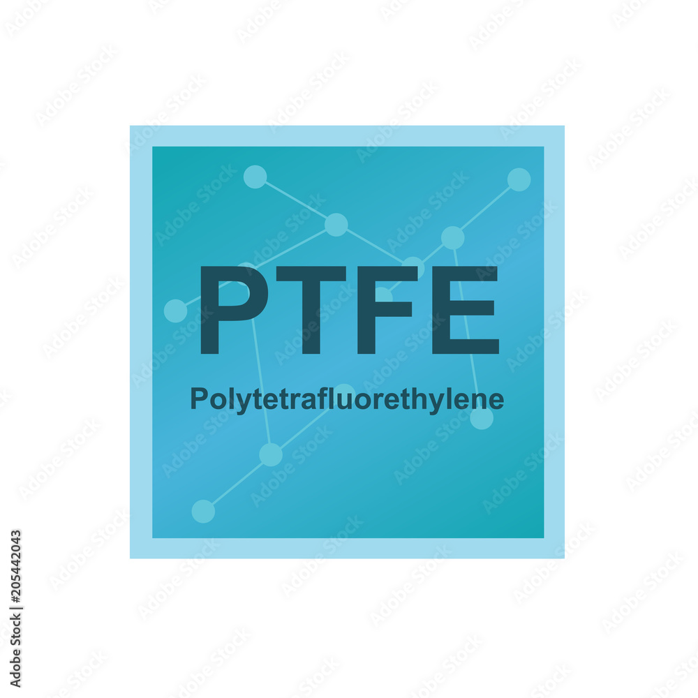 Vector symbol of Polytetrafluoroethylene or Teflon (PTFE) polymer on the background from ...