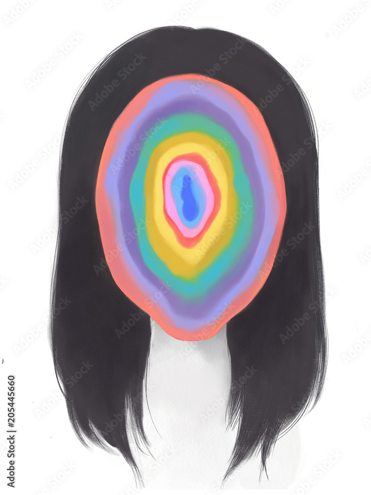 Introspection, self-reflection, awareness, creativity concept drawing ...