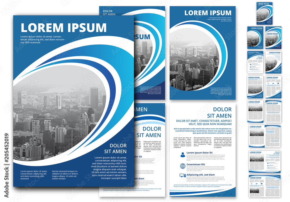 Blue and Gray Booklet Layout Stock Template | Adobe Stock