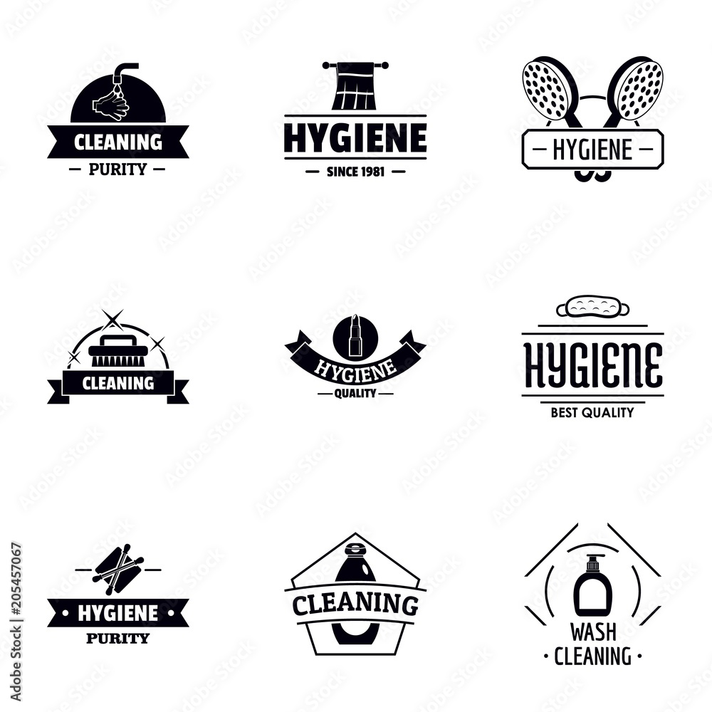 Body hygiene logo set. Simple set of 9 body hygiene vector logo for web ...